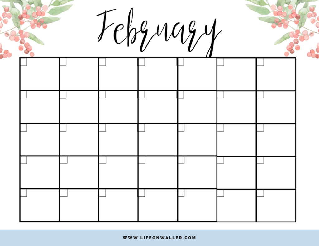 Free Printable Fill-in Floral Calendar