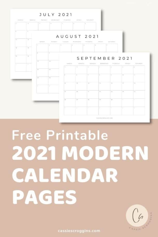 Free Printable Modern 2021 Calendar Pages