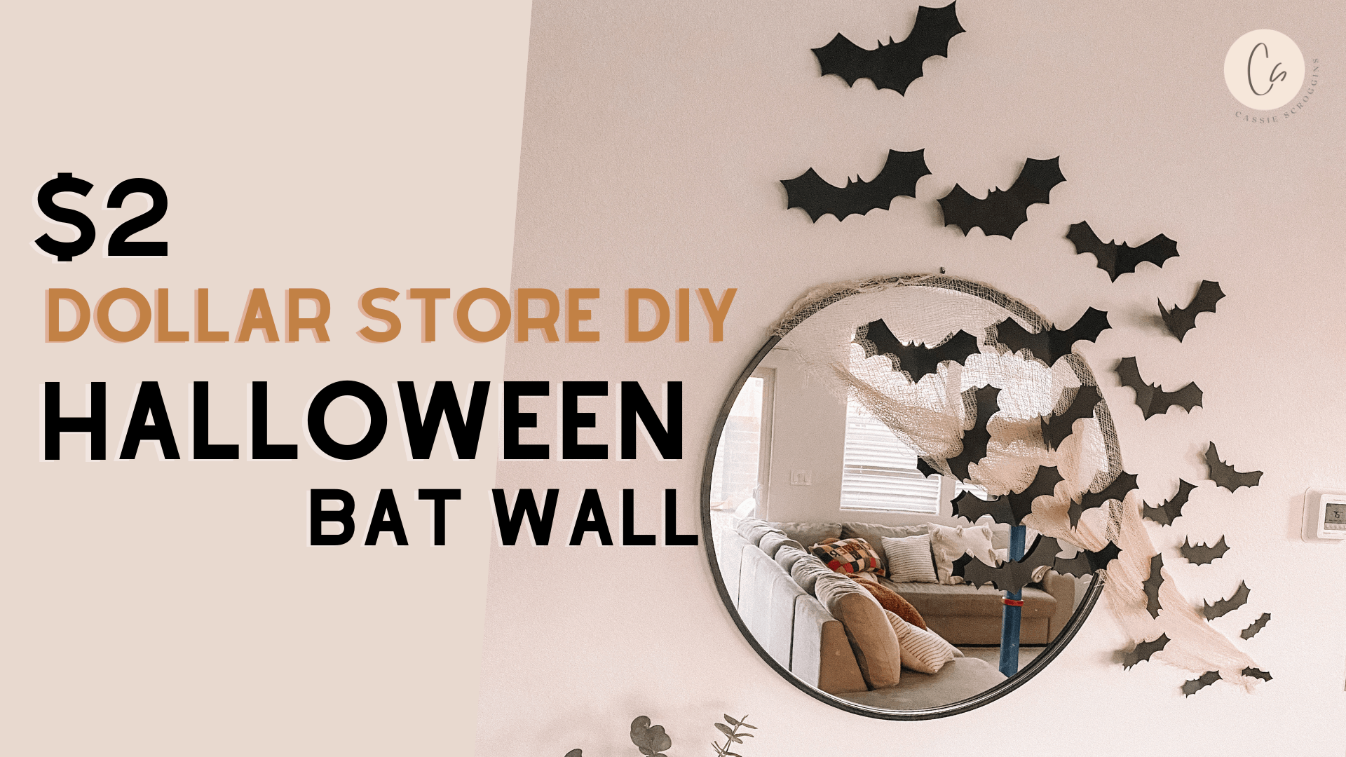 $2 Halloween Bat Wall Decor - Dollar Store DIY