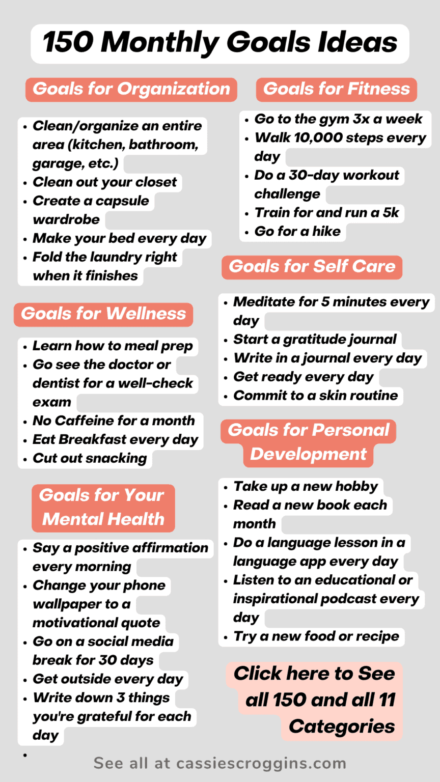 150 Powerful Monthly Goals That Will Change Your Life [+Free Goal ...