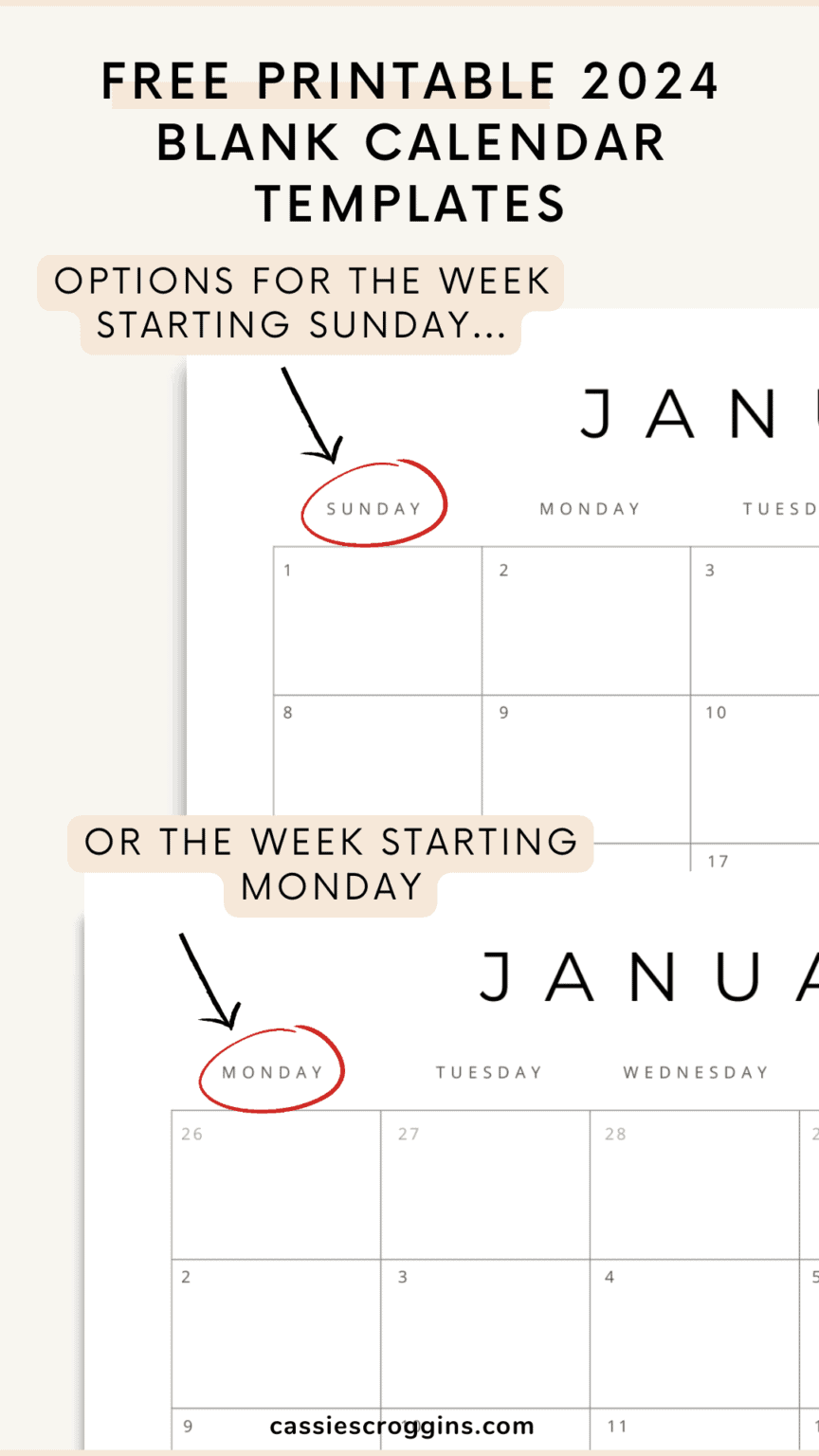 Free Printable 2024 Blank Calendar Templates (All 12 Months)