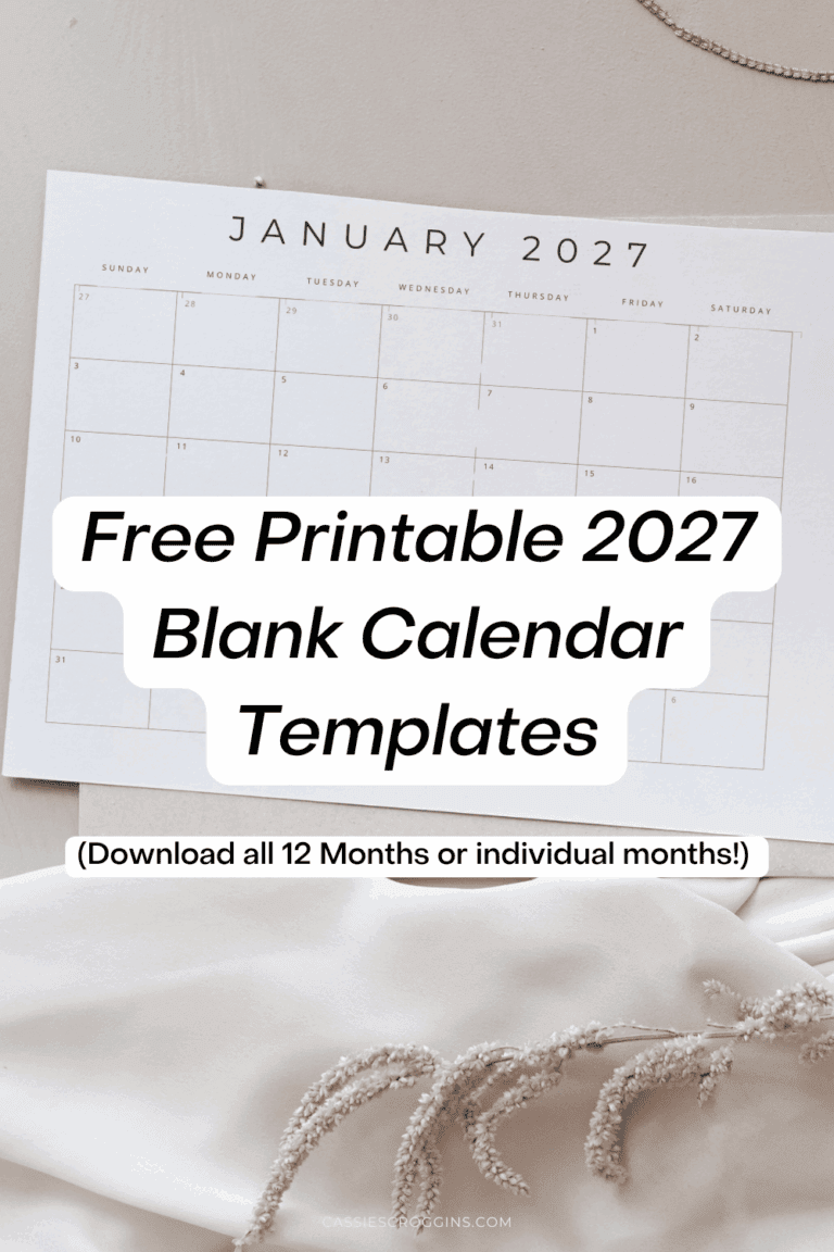 Free Printable 2027 Blank Calendar Templates (All 12 Months: Starting ...